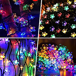 JMEXSUSS 2 Pack Flower Solar String Lights, Each 30.6FT 50LED Solar Lights Outdoor Waterproof, Cherry Blossoms Solar Fairy Lights Decorations for Garden Yard Patio Christmas Tree Party Decoration