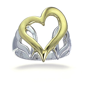 VIR JEWELS Three Hearts Fashion Ring for Women in Yellow Gold Plated over .925 Sterling Silver Size 9