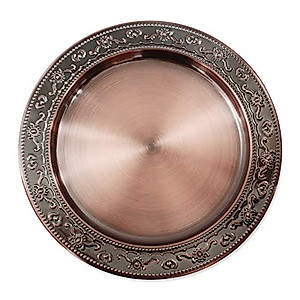 Brightalk 13-Inch Stainless Steel Charger Plates, 6Pcs Copper Dinner Plate Chargers Round Server Ware