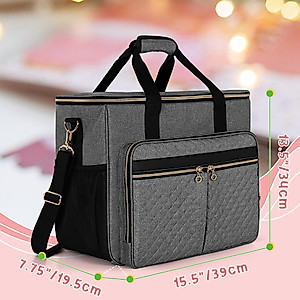 Luxja Craft Bag for Scrapbook Supplies (Fits 12 x 12 inch Scrapbook Album and 15.6” Laptop), Scrapbook Tote Bag with Multiple Pockets (Patent Pending), Gray
