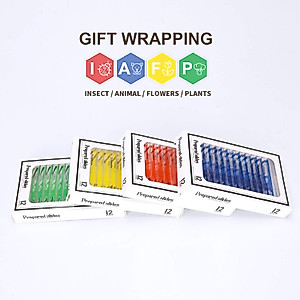 48PCS Kids Plastic Prepared Slides for Microscope of Animals Insects Plants Flowers Sample Specimens for Basic Biological Science Education #81053