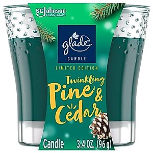 Glade Candle Jar, Air Freshener, Twinkling Pine & Cedar, Limited Edition Scent, 3.4 Oz