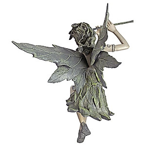 Design Toscano Fairy of the West Wind Sitting Garden Statue, 19 Inch, Polyresin, Two Tone Stone