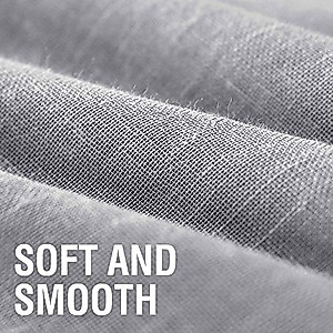 Linen Sheer Curtains 84 Inches Long Semi Sheer Gray Curtains - Privacy Added Silver Grommet Linen Curtain Panels for Living Room/Bedroom Light Filtering Curtains (52"W x 84"L, 2 Panels)