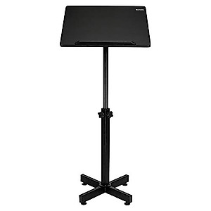 Bonnlo Classic Lectern Stand, Height Adjustable Mobile Podium, Multi-Purpose Tabletop for Speech, Lecture, Church, Reading or Laptop Desk with Edge Stopper, Black