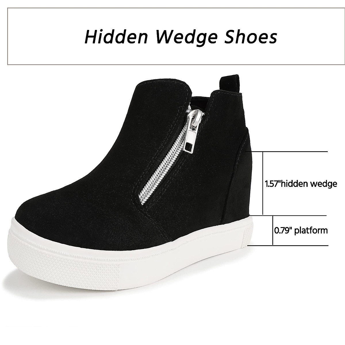 CCVON Girls Wedge Sneakers Kids Boots High Top Platform Shoes Littile Kids/Big Kids Color Black Size 2
