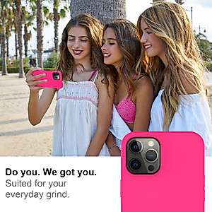 DEENAKIN Compatible with iPhone 12 Pro Max Case with Screen Protector,Soft Silicone Gel Rubber Bumper Cover,Slim Fit Shockproof Protective Phone Case for iPhone 12 Pro Max 6.7" Hot Pink
