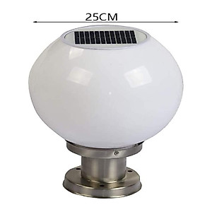 YMJ Solar Outdoor Post Light Fixture LED Cast Aluminum with Stainless Steel Pier Mount Base, Solar Pillar Light for Garden Home Hallway Porch Garage (Size : 9.84inch)