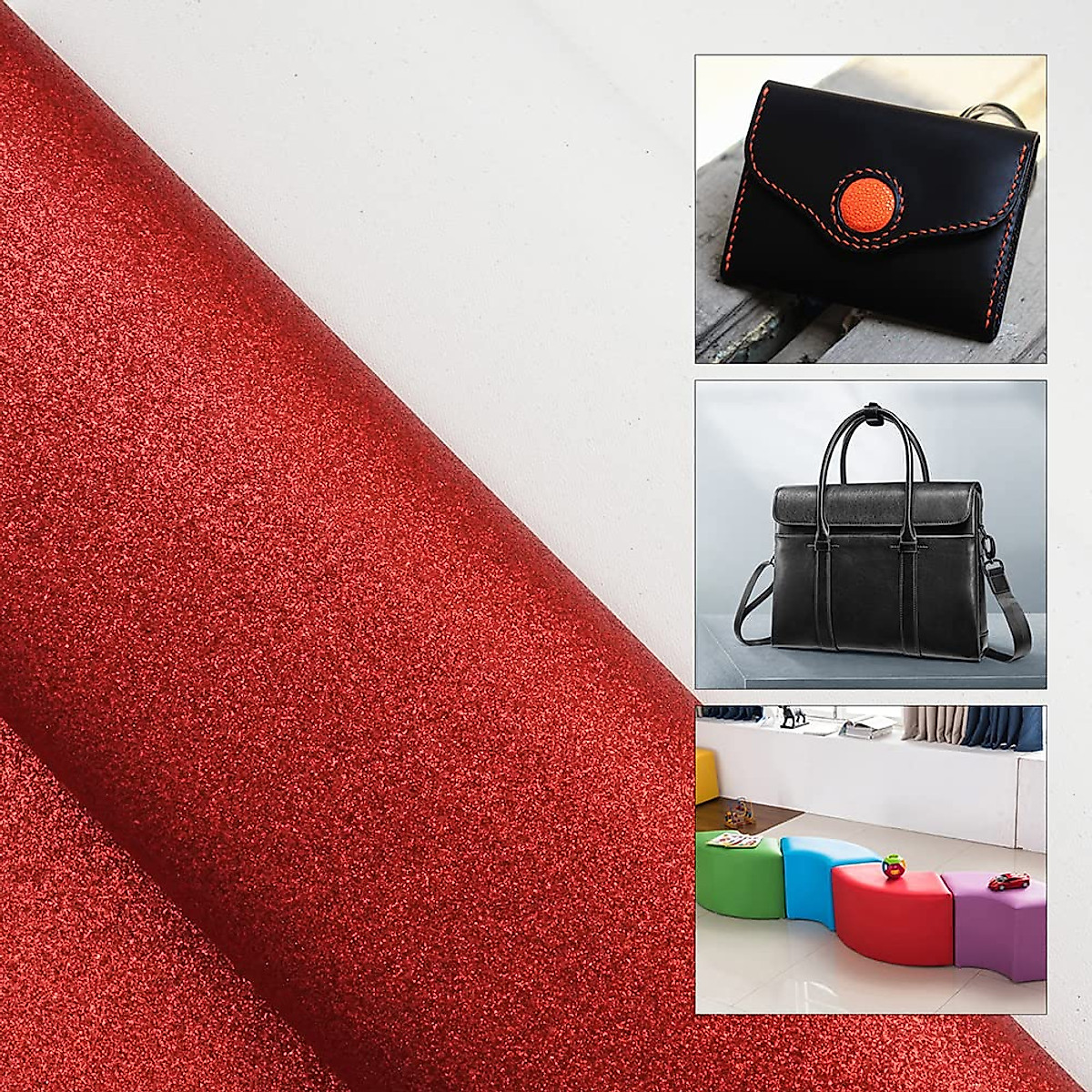 Red 11.8X 53 Inch (30 x 135 cm) Sparkly Superfine Glitter Leather Rolls Shiny Faux Fabric Canvas Perfect for Craft DIY Handmade Projects Patchwork Bow Earring Craft Key Chain