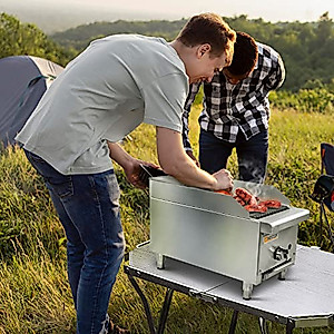 HOCCOT 12" Commercial Countertop Gas Charbroilers, Heavy Duty Natural/Propane Gas Broiler Grill Single Burner 28,000 BTU for Restaurant Cooking Equipment BBQ