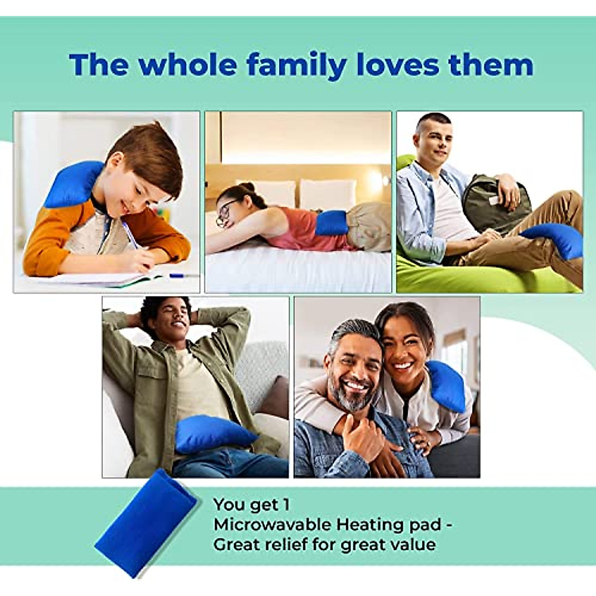 My Heating Pad for Pain Relief - Moist Microwavable Heating Pad for Joints and Muscles Relief - Microwave Hot Pack Heat Pad for Cramps - Calming Chilled or Heated Pad Therapy - 1 Pack Blue