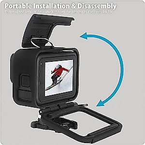 FitStill Protective Accessories Kit Frame Mount Housing Case Compatible with Go Pro Hero 9/10/11 Black,Charged Directly,Vlog Cage Case with Side Cover & Lens Caps &Quick Pull Movable Socket and Screw