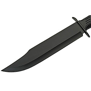 SZCO SUPPLIES 15" Outdoor Survival Black Tech Bowie Blade Knife