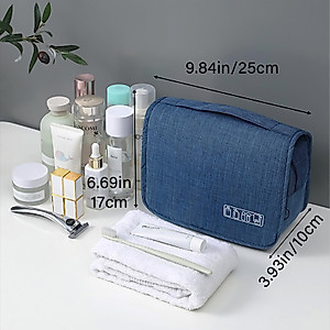 Menoeceus Portable Hanging Travel Toiletry Bag,Light Weight, Large Capacity Shampoo Bag, Water-resistant Makeup Cosmetic Bag, Travel Organizer for Accessories, Full Sized Toiletries Container (Navy)
