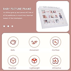 Kisangel Babys First Year Frame 12 Month Picture Frame 1st Birthday Photo Frame Picture Frame Milestone Photos Frame My First Year Picture Frame Memories Keepsake Photo Frame White