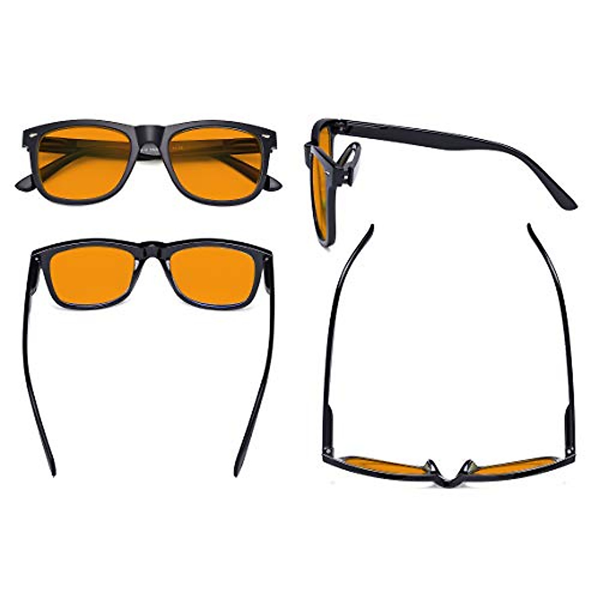 Eyekepper Large Frame Blue Blocking Glasses - Anti Digital Glare Readers with Orange Tinted Reduce Filter Lens UV Protection Computer Reading Glasses Women - Black +3.00