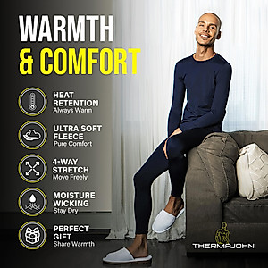 Thermajohn Long Johns Thermal Underwear for Men Fleece Lined Base Layer Set for Cold Weather (Large, Black)
