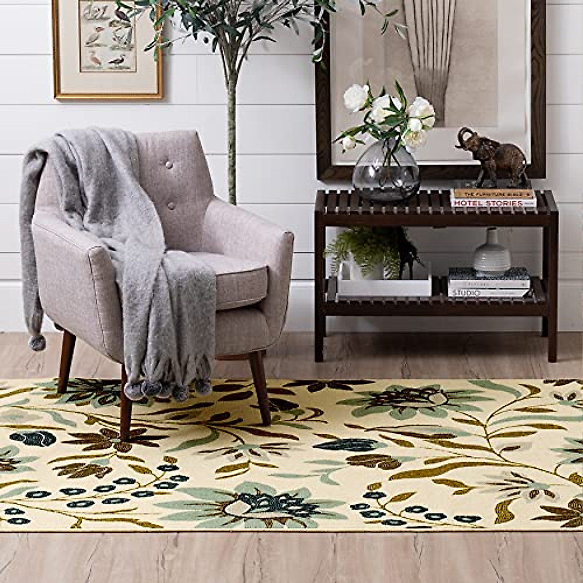 Mohawk Home Floral Nylon Area Rug, 5' x 8', Clarita Blue