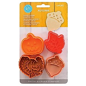 R & M International 492 Pastry/Cookie/Fondant Stamper, 2-Inch, Thanksgiving - Turkey, Acorn, Pumpkin, Oak Leaf