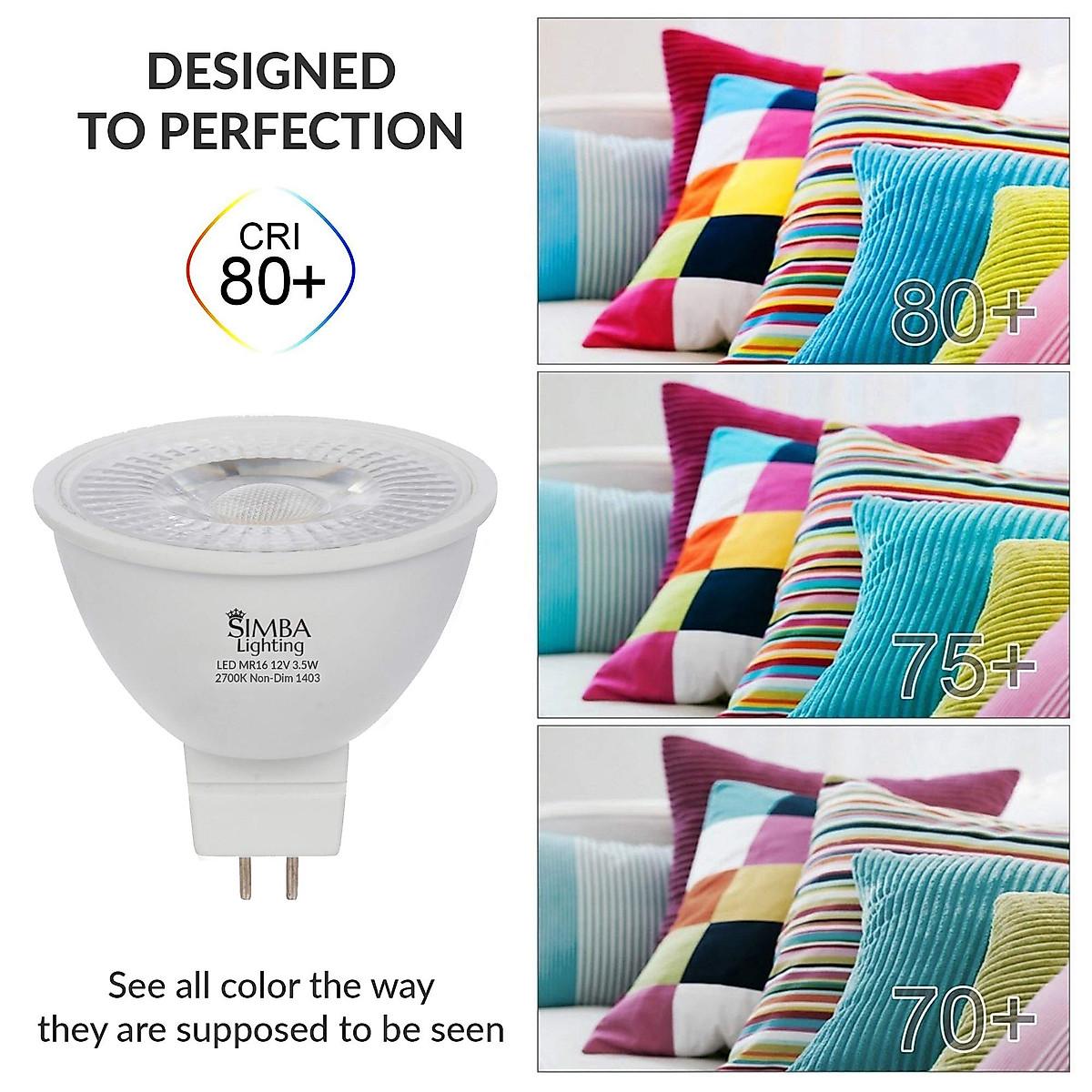 Simba Lighting LED MR16 3.5W 12V Light Bulb (6 Pack) 20W Halogen Spotlight Replacement for Landscape, Accent, Track Lights, Desk Lamps, BAB C, GU5.3 Bipin Base, 2700K Warm White, Not Dimmable