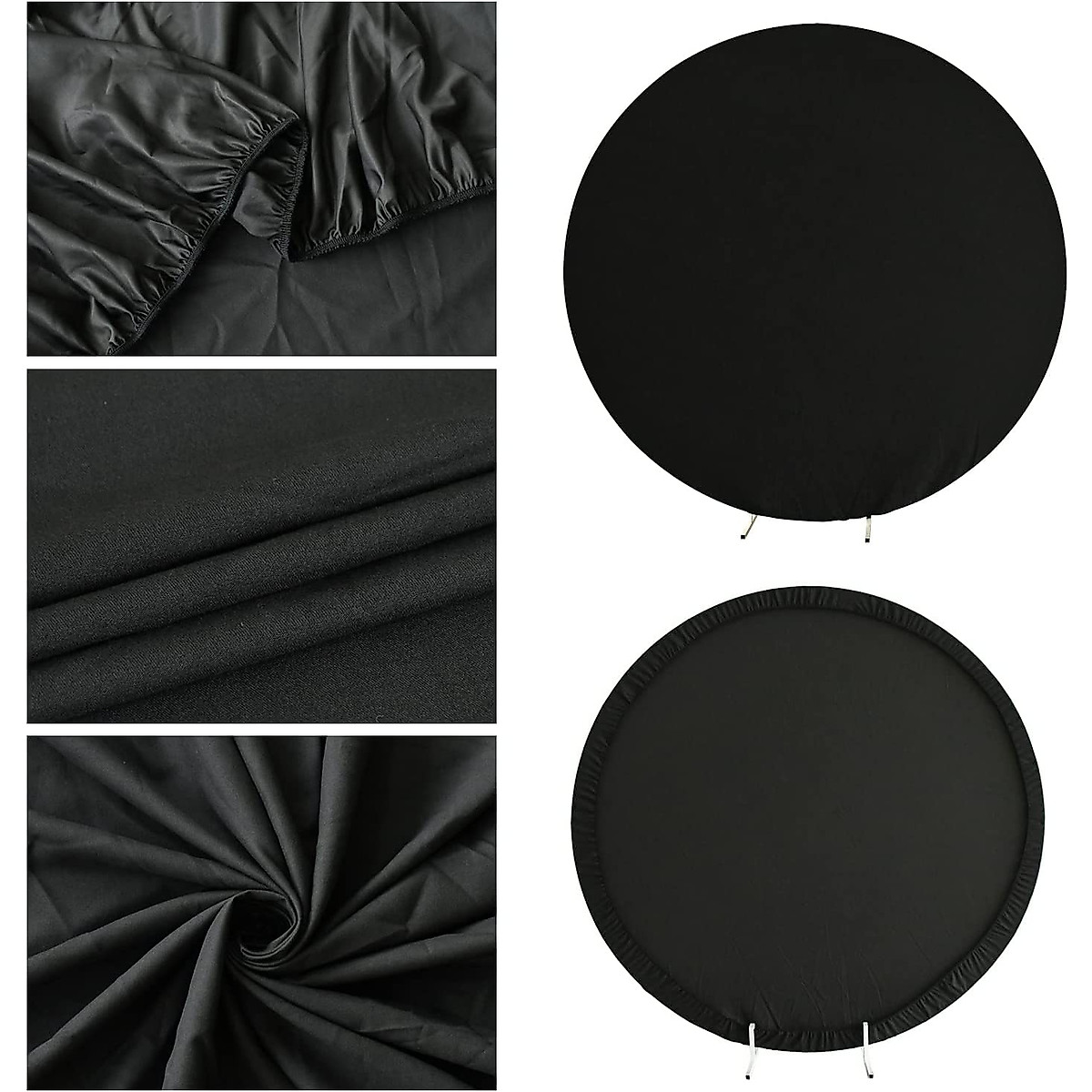 Leowefowa Black Round Backdrop Cover 7.2ft Black Background for Photography Black Photo Backdrop Black Circle Arch Backdrop Stand Cover Birthday Baby Shower Bridal Shower Party Decor Photo Prop