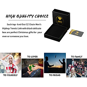 JINAO 18K Gold Plated 1 Row 4MM Rhinestone Iced Out Cubic Zircon Hiphop Tennis Necklace 20"