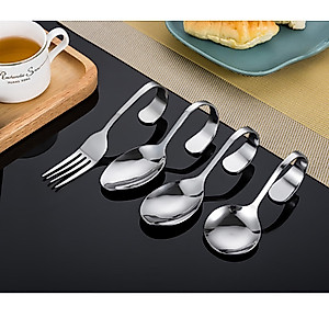 Stainless Steel Bent Handle Spoon Buffet Western Food Seafood Sushi Vertical Spoon Fork