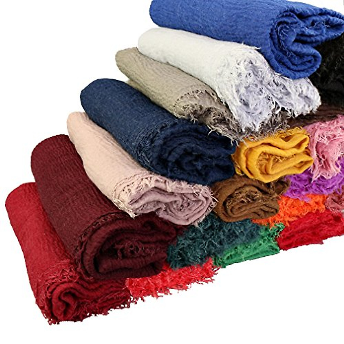 LMVERNA Women wrinkle Scarf Crinkle Muslim Hijab scarves Solid Color Long Wrap Scarf (Dark Green)