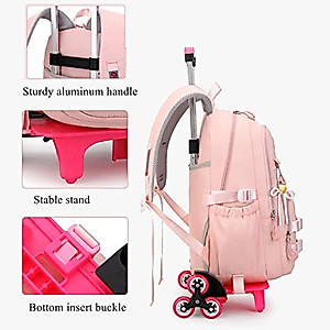 ZHANAO Girls Rolling Backpack Wheeled Backpack for Boys Trolley School Bags Kids Luggage Roller Backpack with 6 Wheels