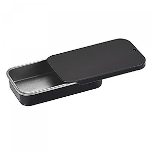 uxcell Metal Tin Box, 4pcs 2.36" x 1.18" x 0.43" Rectangular Empty Tinplate Storage Containers with Sliding Lids, Black