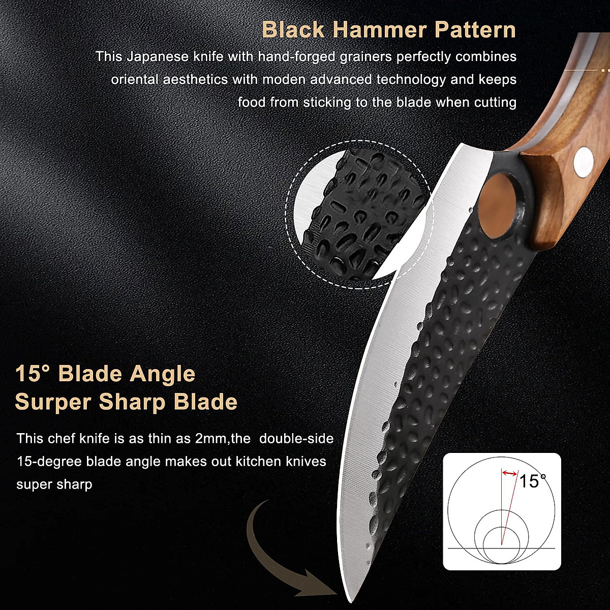 Choies Kitchen Chef Knife,Japanese Chef Knife with Sheath Butcher for Cooking,Chopping Knife,Damascus Kitchen Knife for Home,Camping,BBQ,Christmas Gift Knife