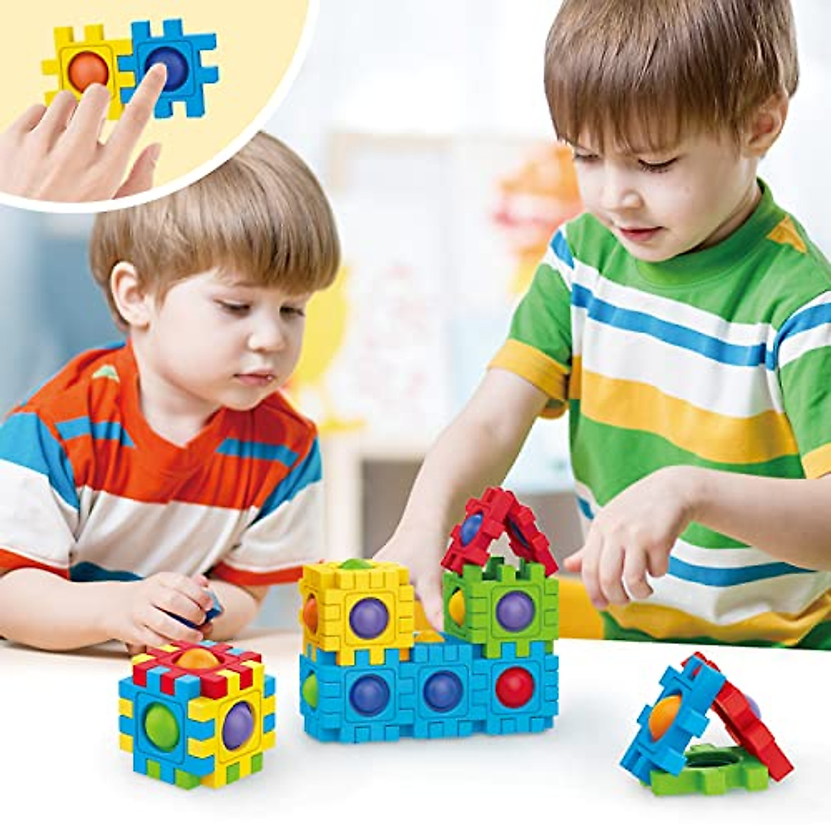 ATKSH 48 PCS Push Pop it Blocks, Sensory Fidget Toy, Stress Relief & Autism Sensory Toy for Children