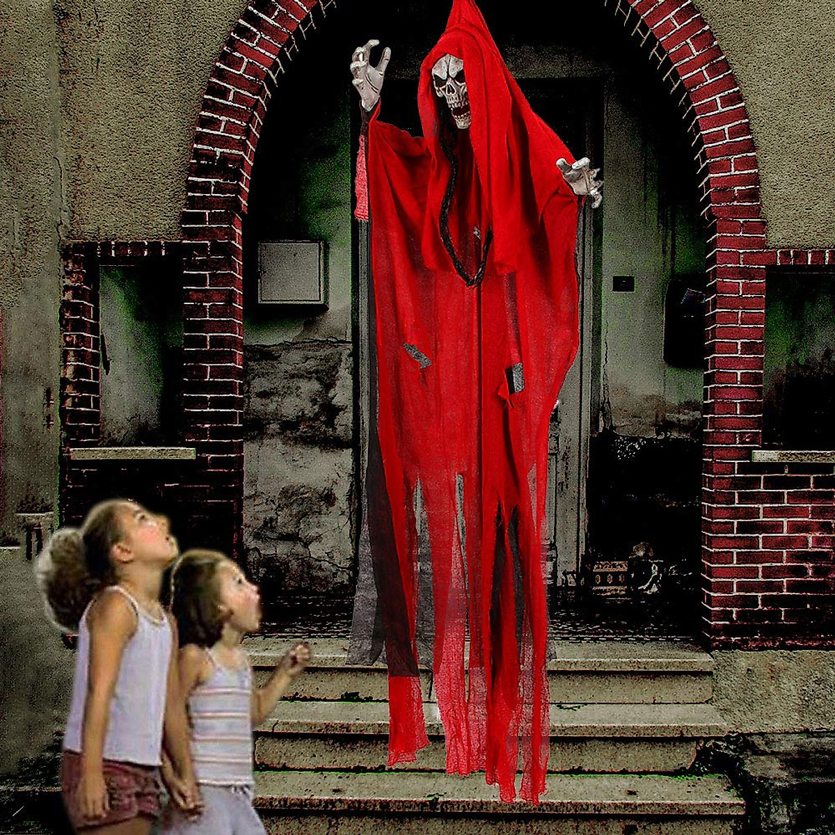 Scorpiuse Halloween Hanging Ghost Large Life-Size 75 Inches Halloween Prop for Halloween Party Prop Decor (75 Inches, Scarlet)