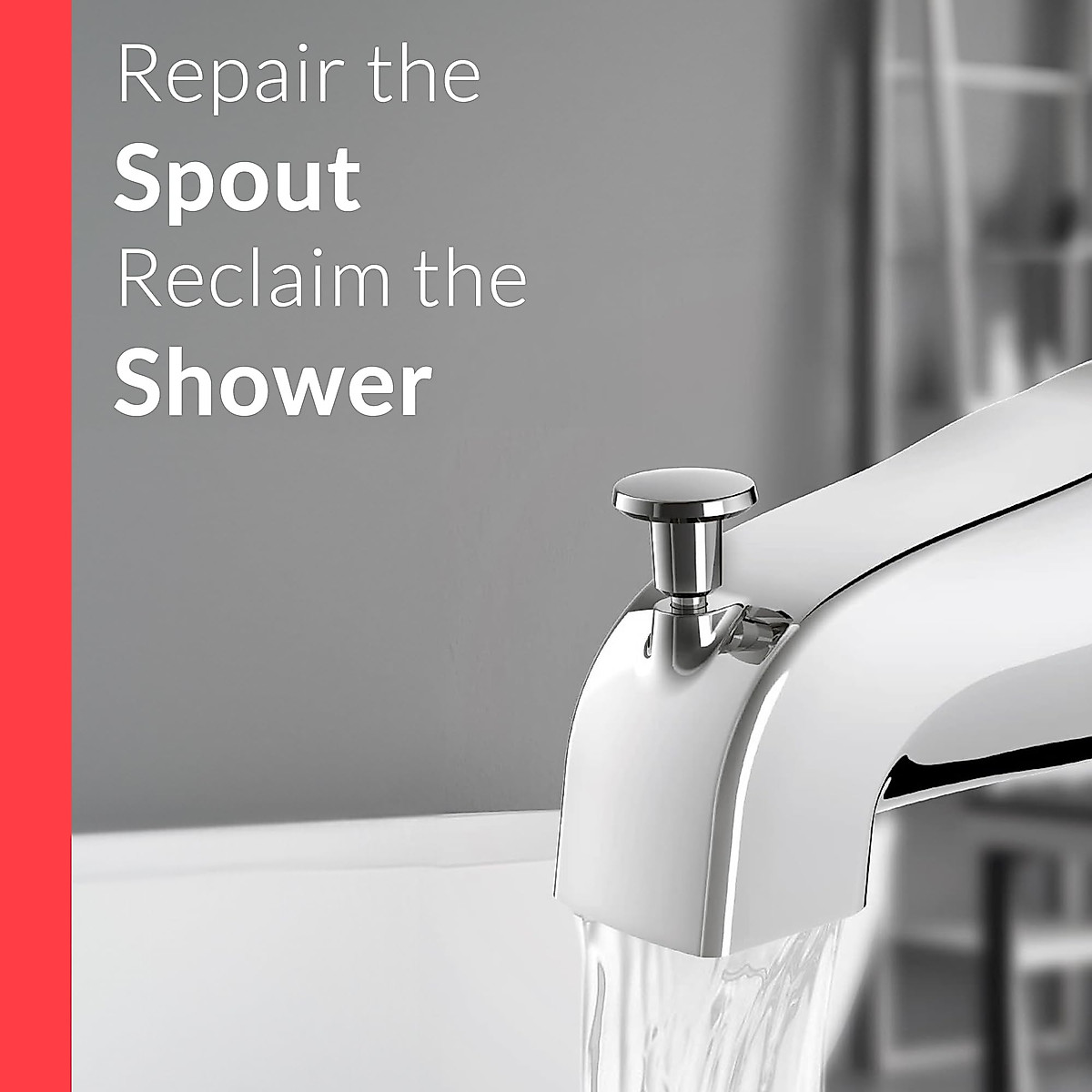 Proplus 101017 Bathtub Spout with Diverter Repair Kit in Chrome – Universal Replacement for Tub Diverter Spout, Easy Installation