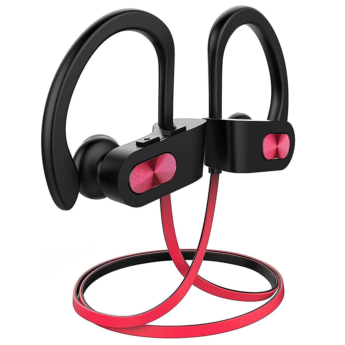 Bluetooth Headphones V5.0, Flame Running Headphones w/16 Hrs Playtime, Bass+ HD Stereo Wireless Sports Earphones w/IPX7 Waterproof Earbuds in Ear for Workout, Gym w/CVC6.0 Noise Cancelling Mic Red