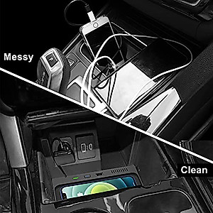 Wireless Car Charger for Ford Explorer Center Console Accessories 2023 2022 2021 2020, with USB Ports Compatible Wireless Charging Pad fit for Explorer 2020-2023