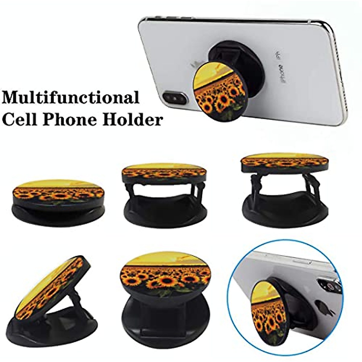 4 Pack Foldable Expanding Cell Phone Finger Stand Holder Compatible with All Smartphones and Tablets Yellow Sunset Field Sunflower