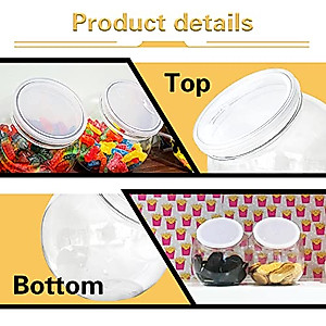 Woozettn Candy Jars with Lids,3 Pack-48 Oz Plastic Candy Jars Clear Cookie Container,Perfect Canister Container for Wedding & Home Décor Centerpiece,Decorative Kitchen Storage Jar