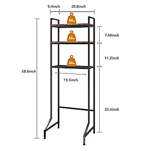 OIRBOEUS Over The Toilet Storage Rack 3-Tier Bathroom Organizer Shelf Over Toilet Multi-Functional Shelves Toilet Storage Rack Rustic Brown