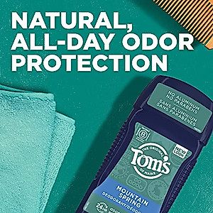 Tom's of Maine Long-Lasting Aluminum-Free Natural Deodorant for Men, Mountain Spring, 2.8 oz. 3-Pack (Packaging May Vary)