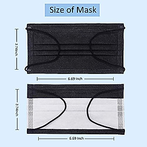 Pack of 50 Disposable Face Mask 3-Ply Breathable & Comfortable Safety Mask, Protective Masks for Indoor and Outdoor - Individually Wrapped (Black Mask)