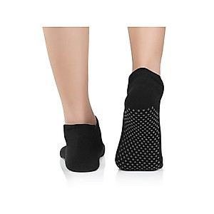 Yoga Socks for Women With Grips Non Slip Grip Socks Anti Skid Hospital Socks Slipper Socks for Home,Pilates,Barre B 3 Pairs Grey&Nude&Black One Size