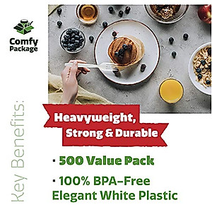 [500 Pack] Extra Heavyweight Disposable White Plastic Forks