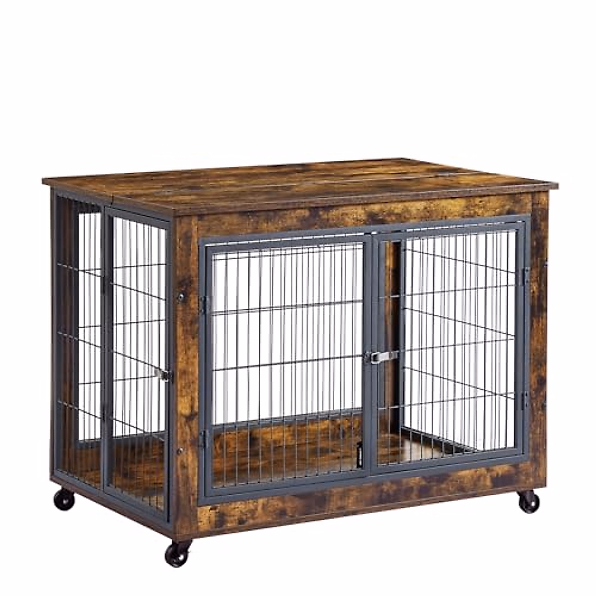 FULUWT Dog Crate Furniture, Indoor Dog Kennel Furniture for Dogs, Dog Crate with Double Doors, Decorative Pet House for Small/Medium/Large Dogs. (Rustic Brown, 38.58'' L x 25.2'' W x 27.17'' H)