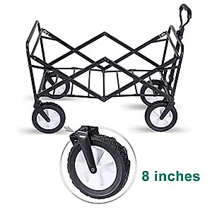 Suuim Folding Garden Wagon Cart Outdoor Park Collapsible Utility Wagon Picnic Camping Cart for Outdoor/Festivals/Camping (B:Gray)