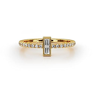 L & M Accessorize - 925 Sterling Silver 18K Gold Plated Rectangular Crystal Ring (9)