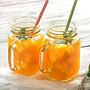 16 oz Mason Jars with Handle,Old Fashioned Drinking Glasses with Chalkboard Labels and Silver Metal Lids,Glass Mugs for Party or Daily use,Set of 12.