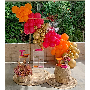 Birthday Balloons For Women Garland Kit Arch Burnt Orange Hot Pink And Gold For Party Decoration