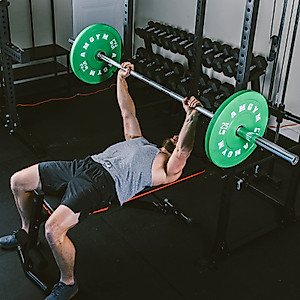 AMGYM Color Bumper Plates Set with 7 Foot 1000 LB Capacity Olympic Barbell, Color Rubber Weight Plates with Steel Insert, Chrome Bar for Weightlifting Powerlifting(160LB + Bar)