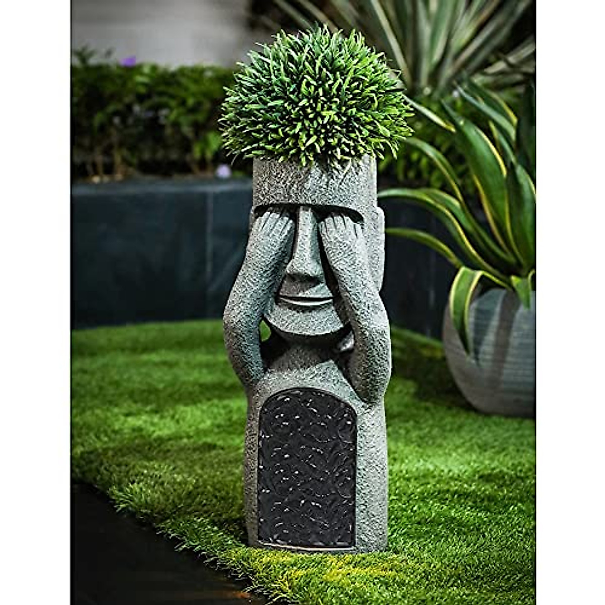VELIHOME Outdoor Statues Decoration,Statue Path,Pathway Statues,Path Outdoor Statues,See Hear Speak No Evil Garden Easter Island Statues,Creative Garden Resin Sculpture Outdoor (C)
